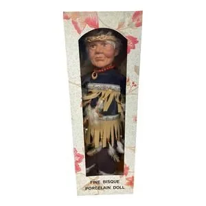 Toys | Bisque Porcelain Native American Elder Doll 16 Iac Intl Box ...